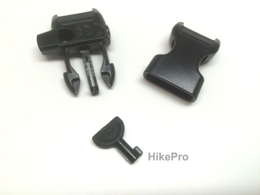 HikePro- Curved Whistle Buckle with hidden Universal Handcuff Key